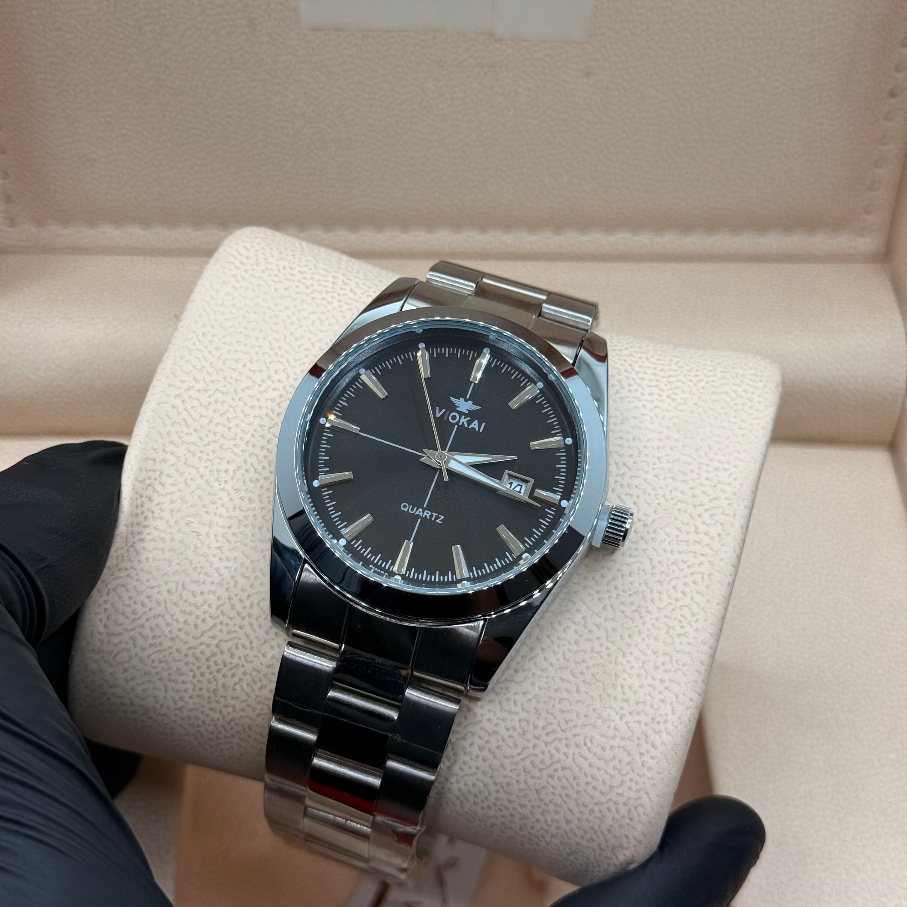 Tissot style silver with black dial – 2s Store