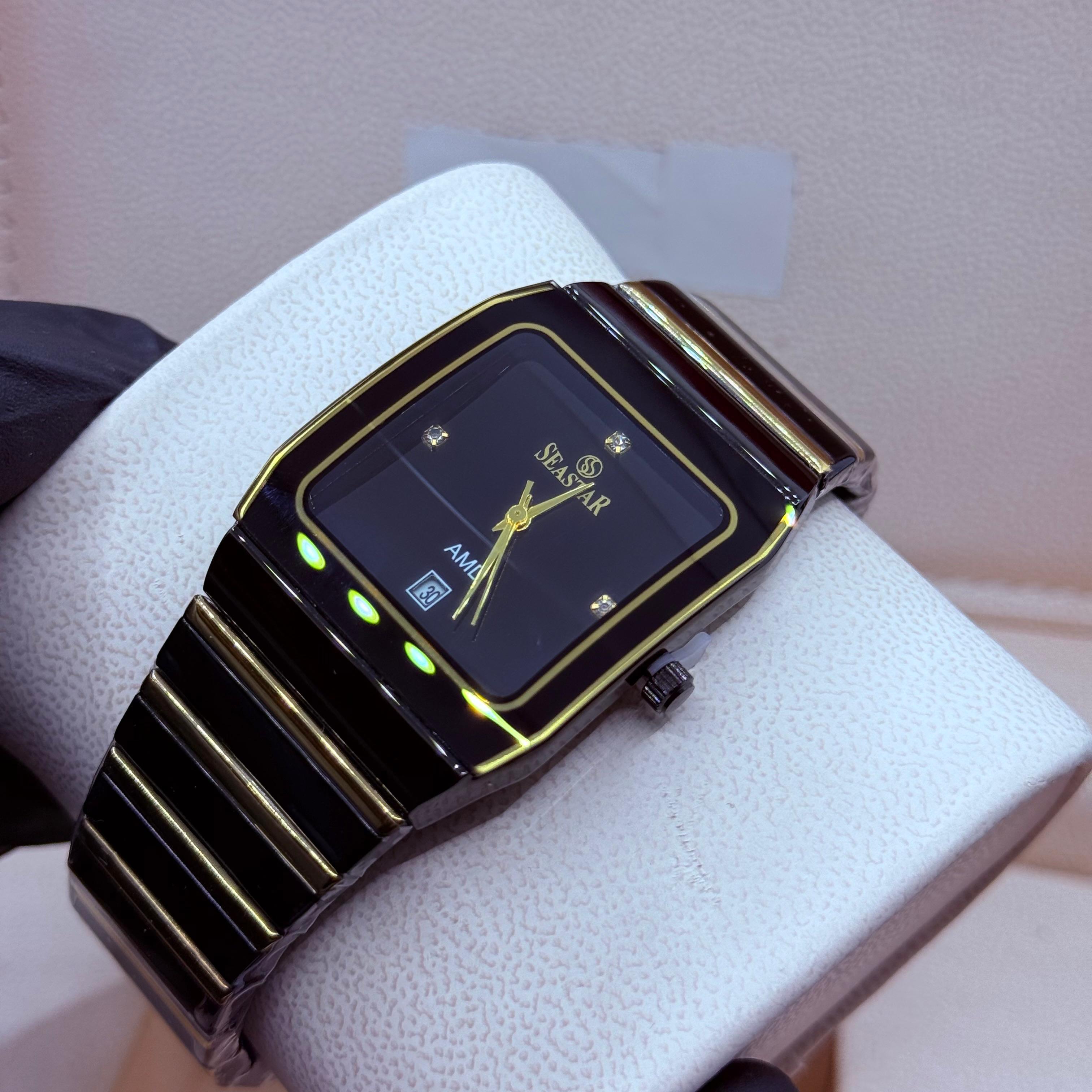 Rado style seastar watch Golden With Black Dial – 2s Store